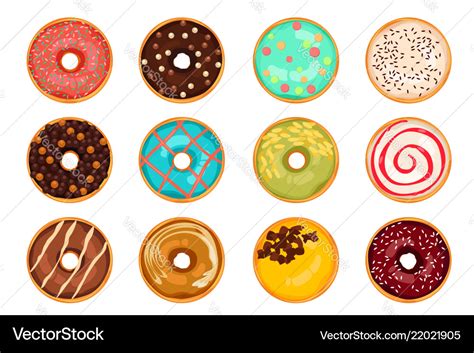 Different Types Of Donuts Royalty Free Vector Image