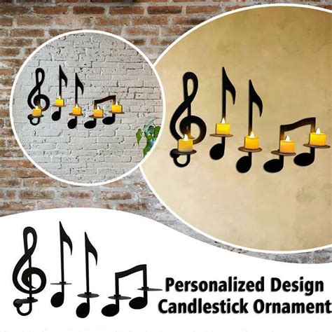 Black Music Note Wall Sconce Music Note Candle Holder Wall Decor