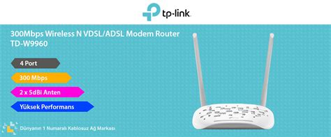 TP LINK TD W9960 300Mbps 4 Port VDSL ADSL Modem 2x5dBi Anten Modem Router Gaziantep