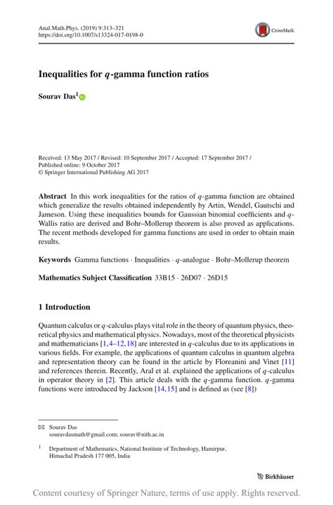 Inequalities For Q Gamma Function Ratios Request Pdf