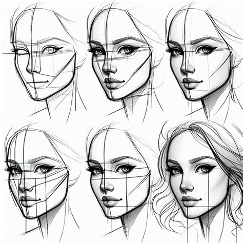 Woman Face Sketch Character Guide Beginners Anatomy Design Facial Structure Pencil Drawing Ideas