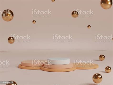 제품 프리젠 테이션 3d 렌더링 기술 개념을 보여주는 분홍색 배경과 금속 공과 최소한의 둥근 파스텔 컬러 빈 연단 0명에 대한