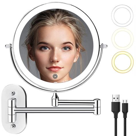 Rechargeable Led Wall Magnifying Mirror Wall Mounted 8 Makeup Mirror