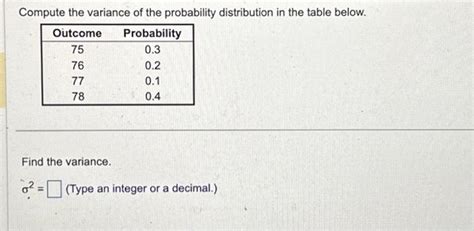 Solved Compute The Variance Of The Probability Distribution Chegg Com