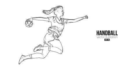 흰색 배경에 핸드볼 선수의 추상 실루엣 핸드볼 선수 여자는 공을 던진다 벡터 일러스트 레이 션 코트 핸드볼에 대한 스톡 벡터 아트 및 기타 이미지 Istock