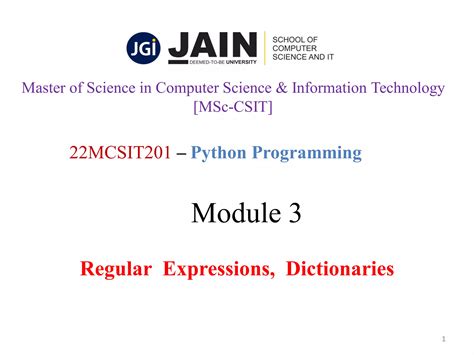 Module 3 Regular Expressions Dictionaries Ppt