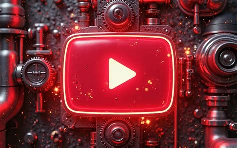 다운로드 4k Youtube Red Neon 로고 창의적인 그런지 예술 검은 금속 배경 브랜드 Youtube 네온 로고 보케 소셜 네트워크 Youtube