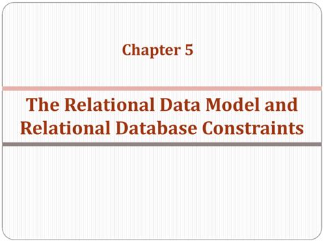 Relational Data Model Constraints Database Concepts