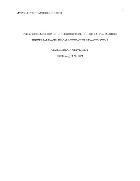 Bios242 Pick Your Pathogen Template 1 Mycobacterium Tuberculosis