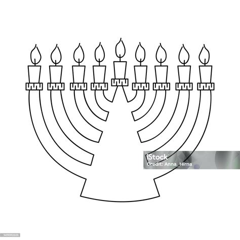 하누카 메노라 또는 하누키아 유대인의 휴일 하누카의 상징 낙서 스타일의 벡터 일러스트레이션 흰색 배경에 고립되어 있습니다 0명에 대한 스톡 벡터 아트 및 기타 이미지