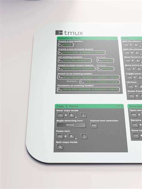 Tmux Mouse Pad With Cheat Sheet Color Variation Learn Linux TV