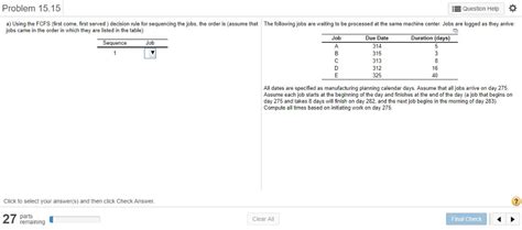 Solved Problem 1515 Equestion Help A Using The Fcfs
