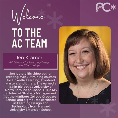Jen Kramer On Linkedin Delighted To Be On The Ac Team We Are Excited