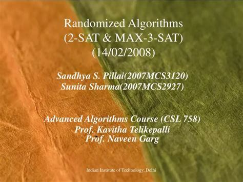 Ppt Randomized Algorithms In 2 Sat And Max 3 Sat Powerpoint