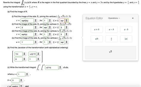 solved rewrite the integral ∬r xy da ﻿where r ﻿is the