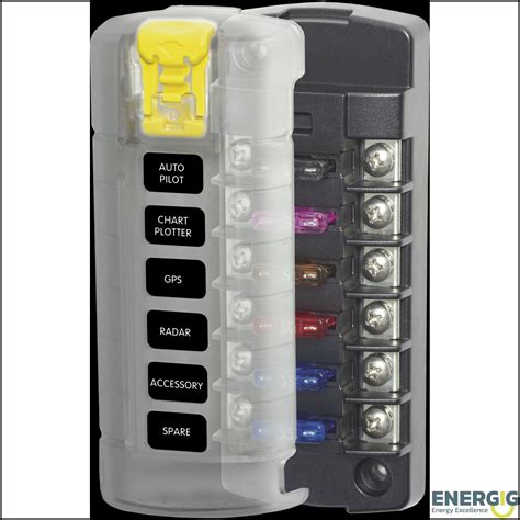 Blue Sea Systems Fuse Block ST Blade 6 Circuits Independent With Cover Fuse Blocks