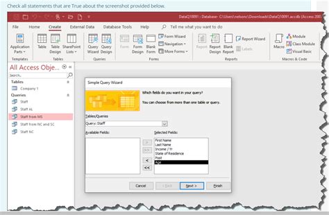 Solved The User Is Running A Simple Query Wizard To Generate