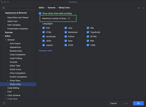 Sticky Lines PyCharm Documentation