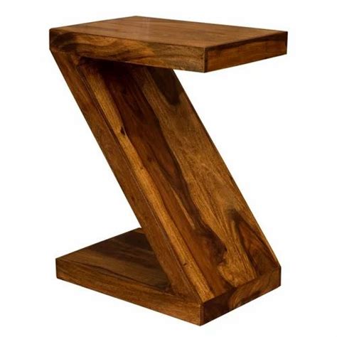 Natural Modern Solid Wood Z Shape Side Table For Home Hotel Size