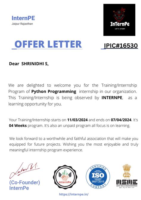 Shrinidhi S On Linkedin Python Internship Programming Internpe