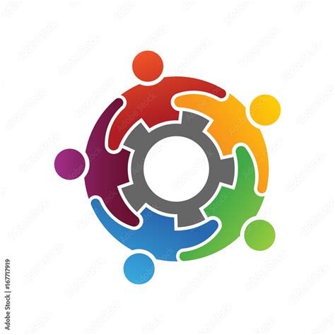 Group Of Diverse People Working Together Logo Concept Stock Vector