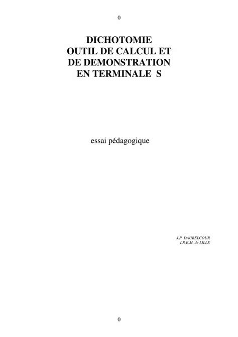 Pdf Dichotomie Outil De Calcul Et De …jpdaubelcour Pagesperso Orange