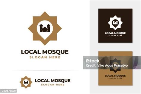 이슬람 사원 위치 로고 디자인 템플릿입니다 모스크 포인트 로고 벡터입니다 0명에 대한 스톡 벡터 아트 및 기타 이미지 0명 개념 개념과 주제 Istock