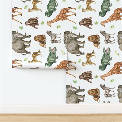 Real Safari Leaf Rotate Wallpaper Spoonflower