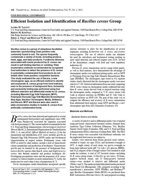 Efficient Isolation And Identification Of Bacillus Download Free Pdf