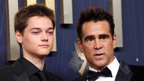 Colin Farrells Son Henry 15 Stands Tall Alongside Famous Dad On Red