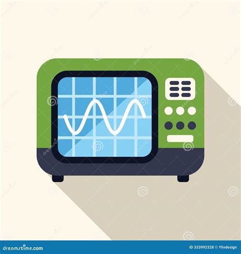 Green Oscilloscope Displaying Sinusoidal Signal On Screen Stock Illustration Illustration Of