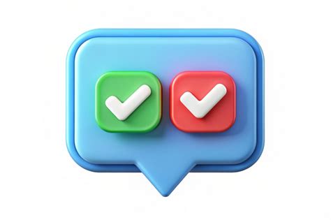 3d Alert Notification Icon On Speech Bubbles Negative Check List Button Choice For False Correct