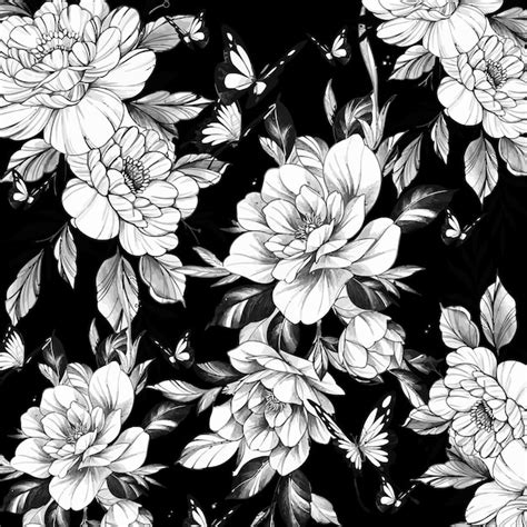 Black And White Flowers Background