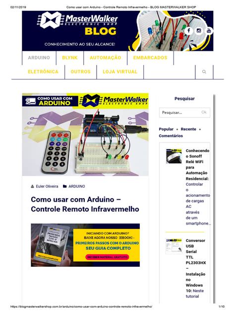 Como Usar Com Arduino Controle Remoto Infravermelho Blog Masterwalker Shop Pdf Arduino