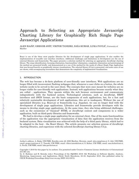 Pdf Approach To Selecting An Appropriate Javascript Charting Library Ceur Vol 2508