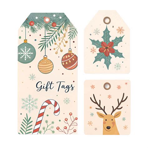 Christmas T Tag Illustrations Holiday Designs Printable Labels