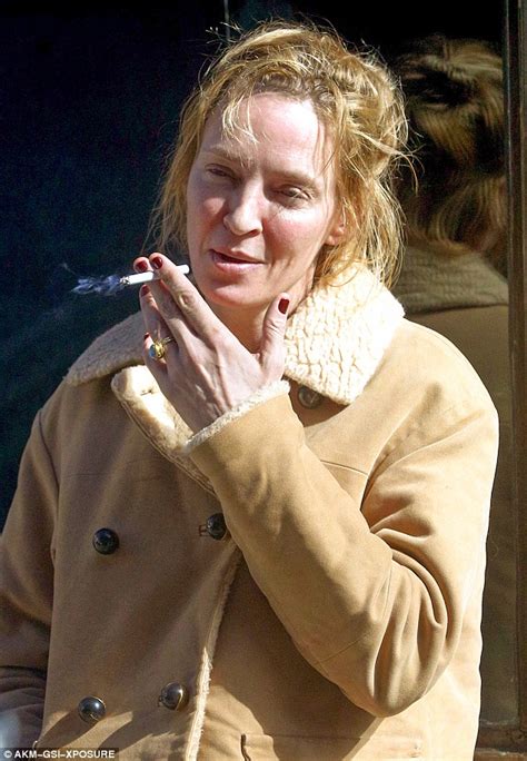 Uma Thurman Puffs Away On A Cigarette In New York Daily Mail Online