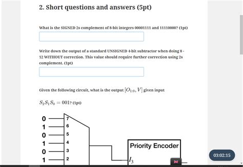 Solved 2 Short Questions And Answers 5pt What Is The