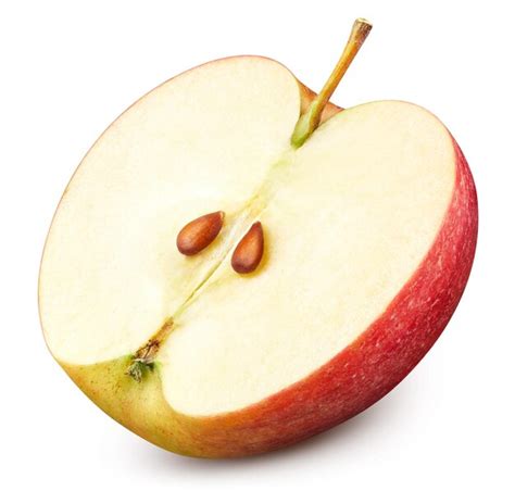 사과 클리핑 패스 클리핑 패스를 사용하여 흰색 배경에 격리된 잘 익은 전체 사과 반 과일 프리미엄 사진