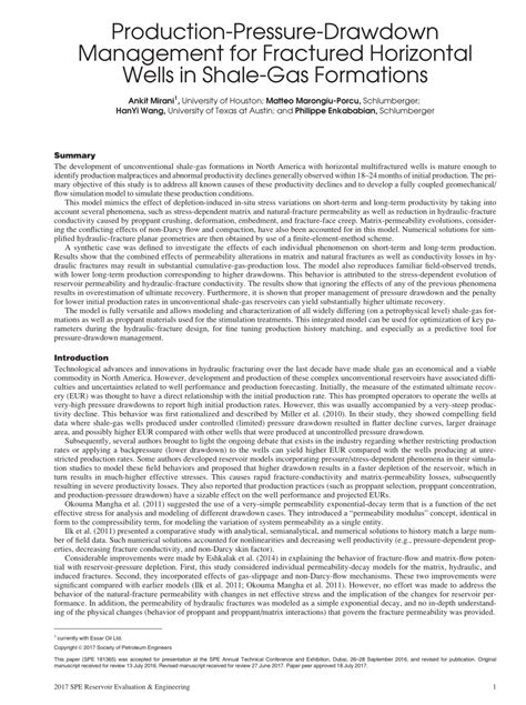 Pdf Production Pressure Drawdown Management For Fractured Horizontal Wells In Shale Gas