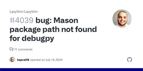Bug Mason Package Path Not Found For Debugpy · Issue 4039 · Lazyvim
