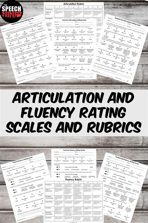 Articulation And Fluency Rating Scales And Rubrics Speech Therapy