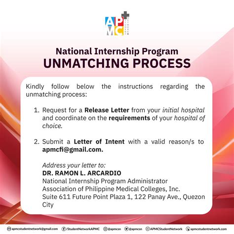 National Internship Program Unmatching Process Good Day For Interns