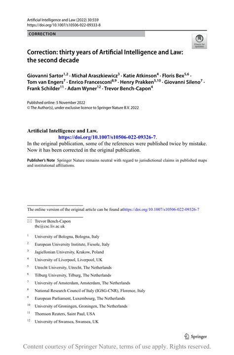 Correction Thirty Years Of Artificial Intelligence And Law The Second