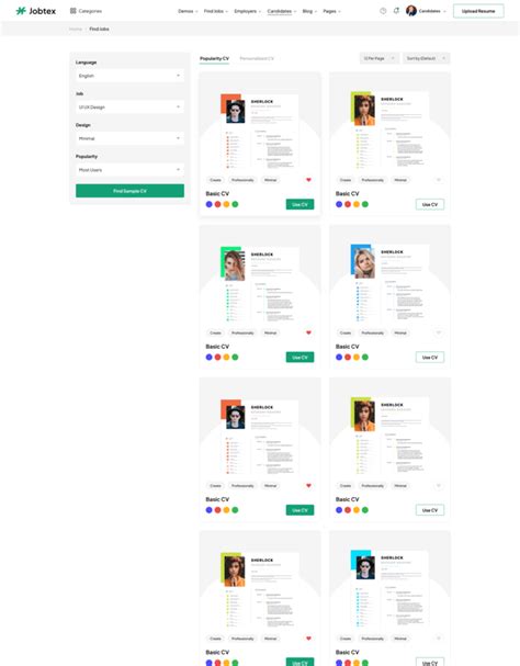 Jobtex Job Board Figma Template Ux And Ui Kits Websites Ft Candidates And Human Envato
