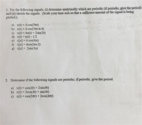 solved for the following signals i determine analytically