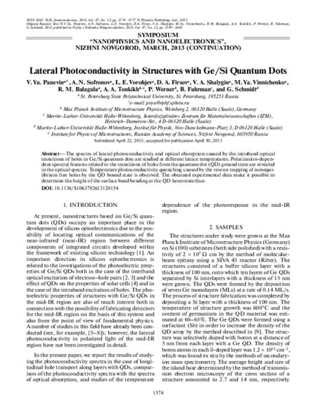pdf lateral photoconductivity in structures with ge si quantum dots