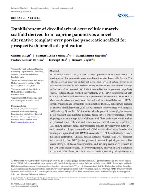 Pdf Establishment Of Decellularized Extracellular Matrix Scaffold