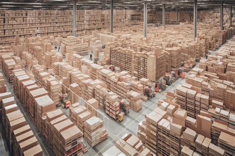 Premium Ai Image Warehouse With Endless Pallets Of Boxes And Storage