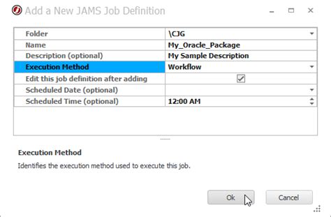 Calling An Oracle Package Within Jams Jams Scheduler